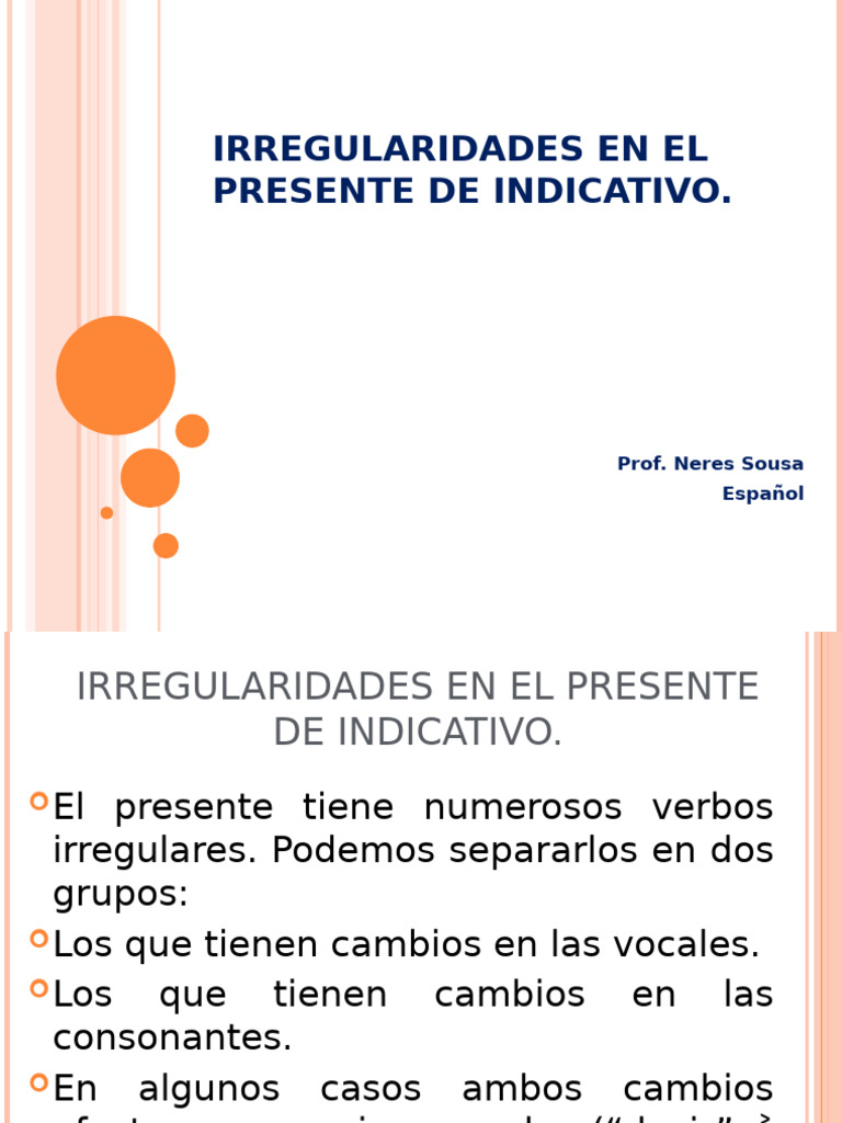 Irregularidades en El Presente de Indicativo II | PDF