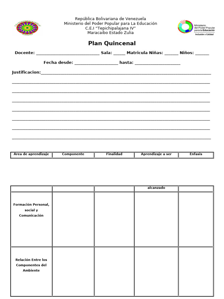 Formato Proyecto y Plan Quincenal | PDF | Negocios | Ciencias sociales