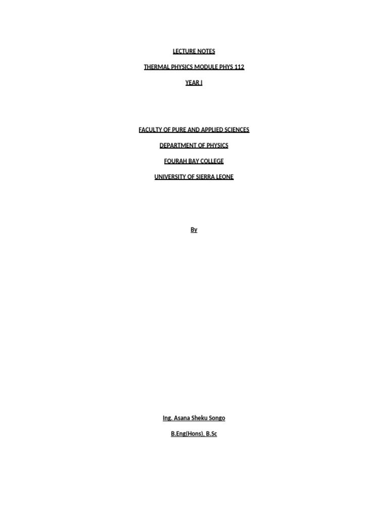 Thermal Physics Lecture 6 | PDF