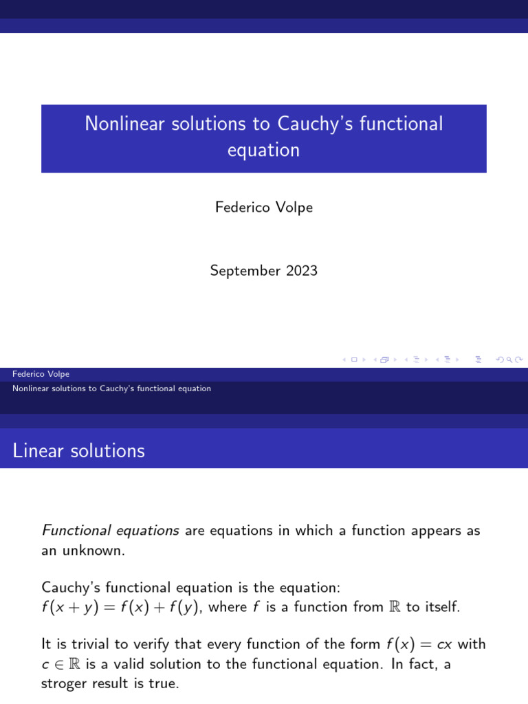 Nonlinear solutions to Cauchy's functional equation | PDF
