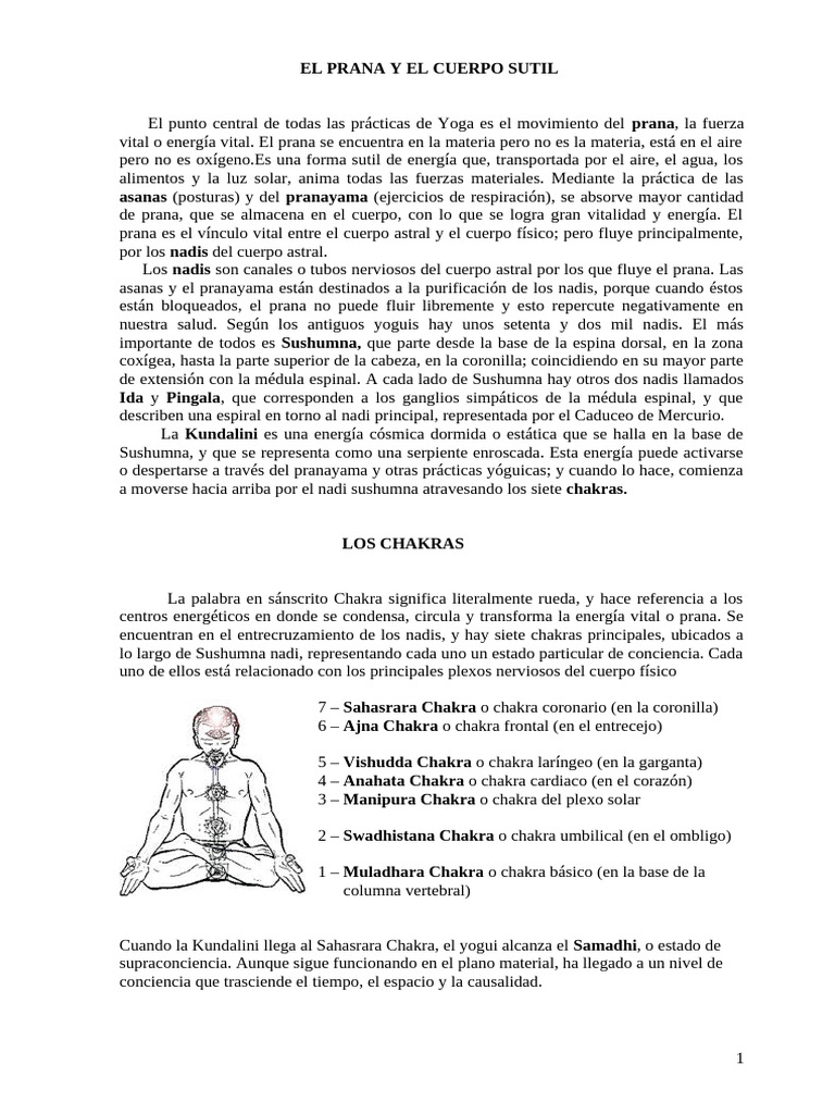 El Prana y Los Chakras | PDF | Prana | Bienestar