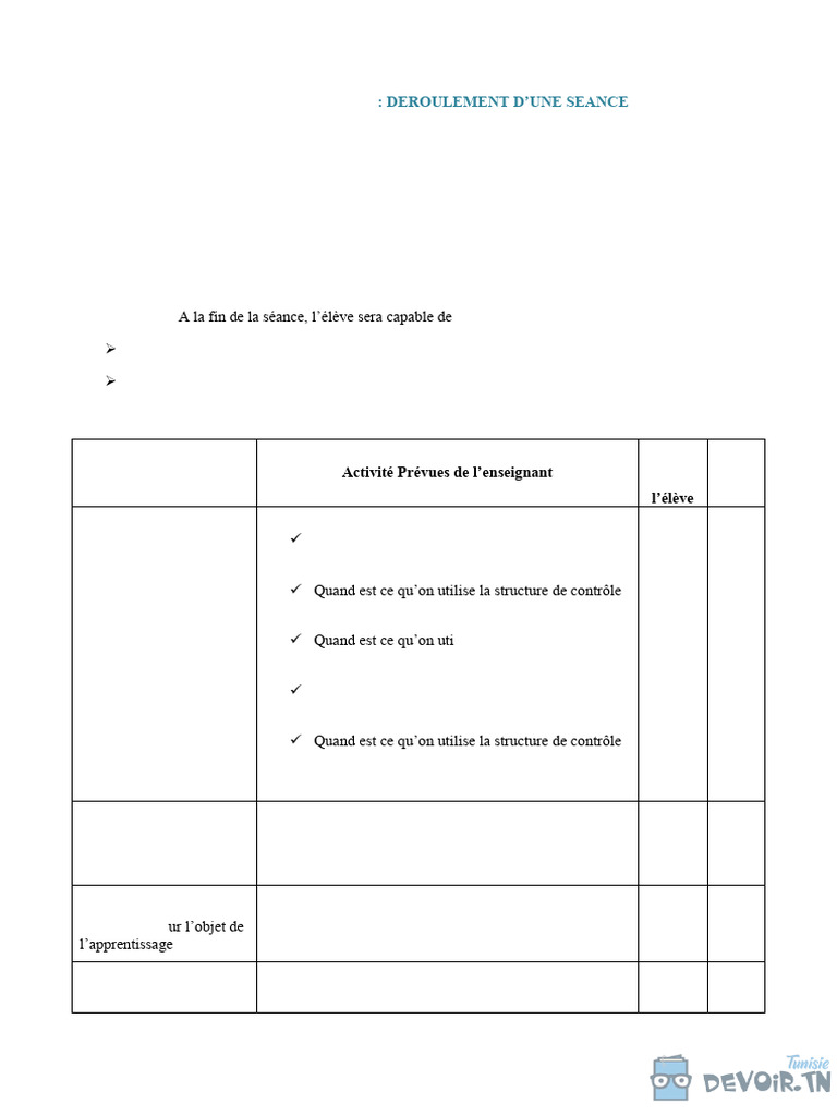 Les Structures De Contrôle Pdf