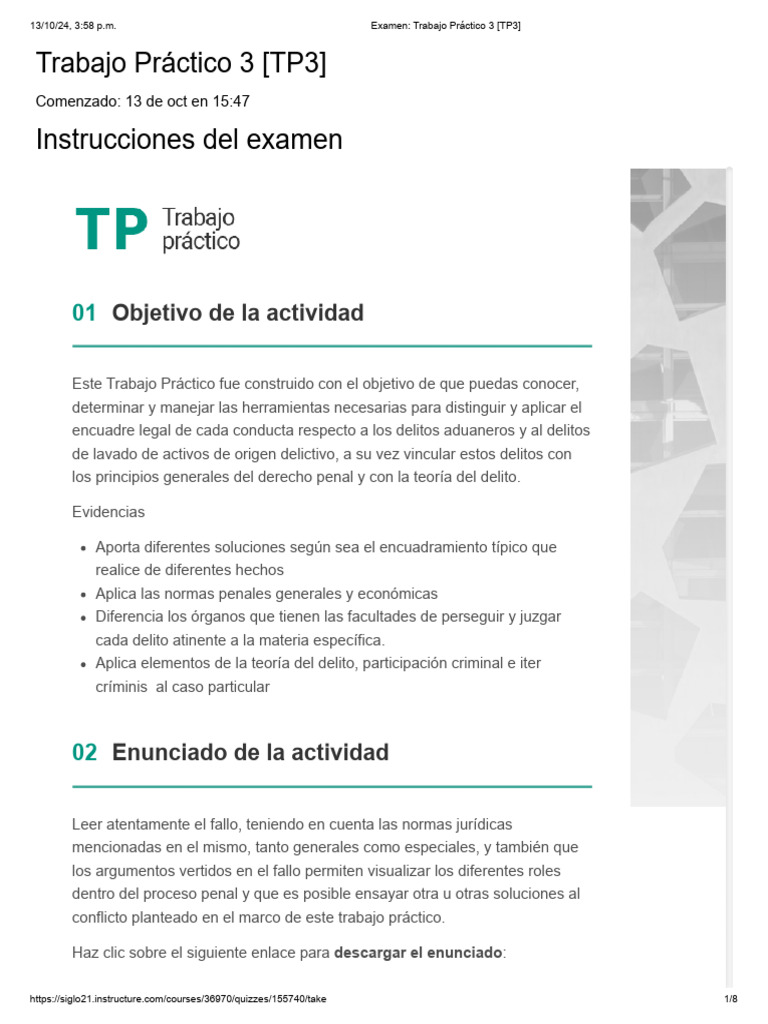 Examen - Trabajo Práctico 3 (TP3) 100% | PDF