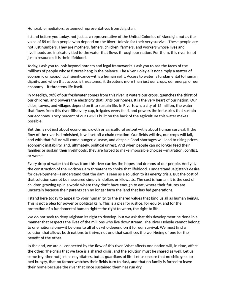 Mediation Opening Statement | PDF | Water | Economies