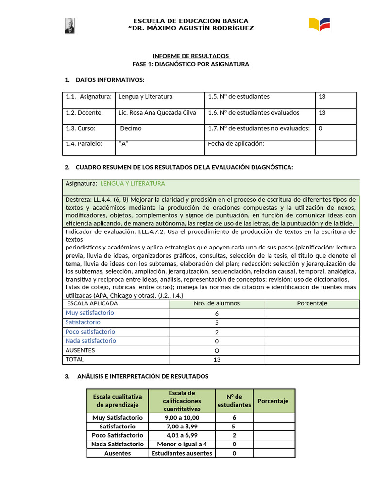 Informe de Diagnóstico Decimo | PDF