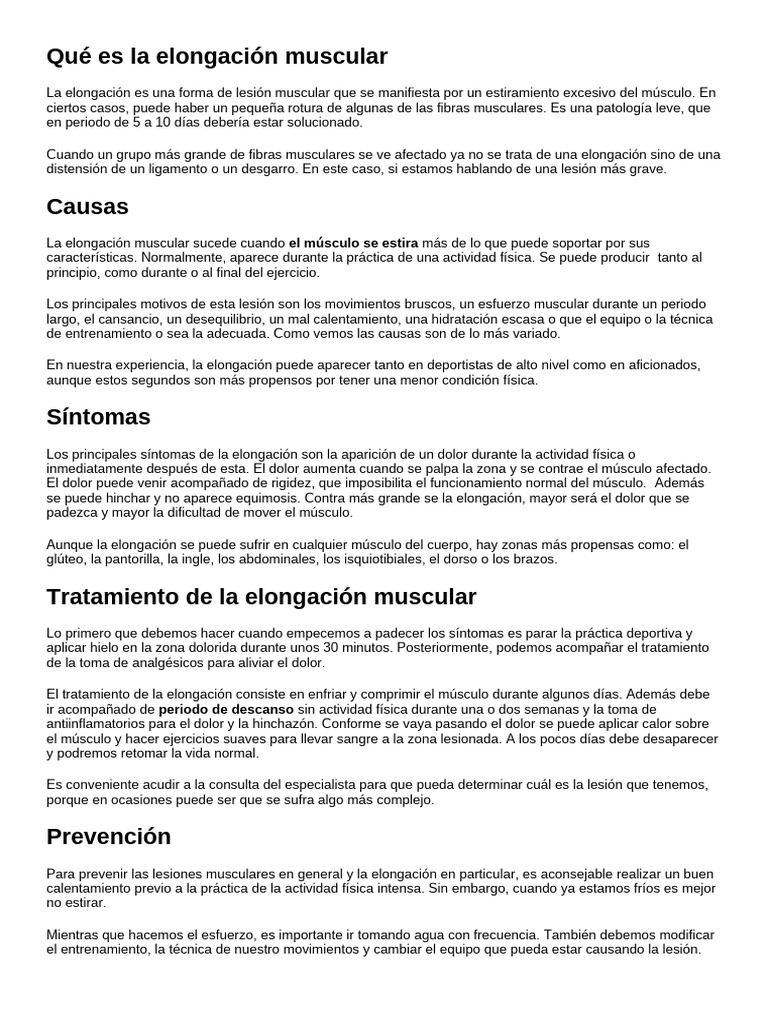 Qué Es La Elongación Muscular | PDF