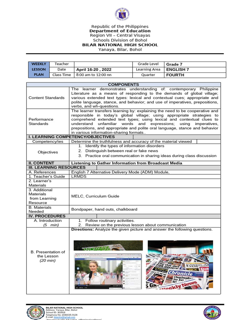 BNHS Iplan | PDF