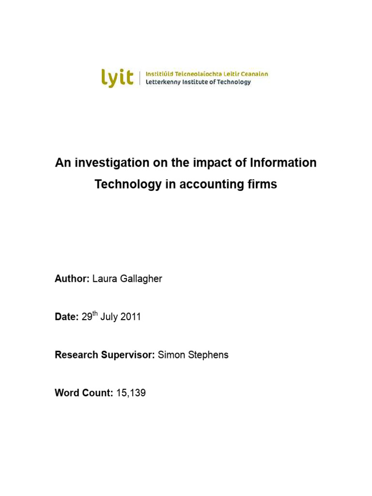 An Investigation On The Impact of Information Technology in Accounting ...