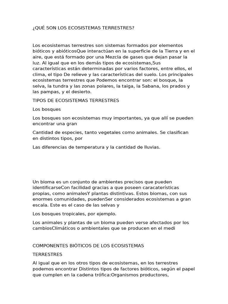 Ecosistemas Terrestres | PDF