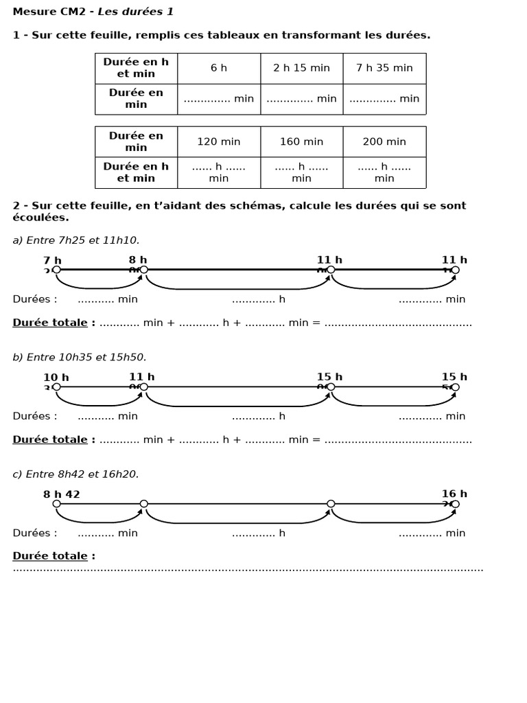 Cm2 Les Durees Exercices Pdf
