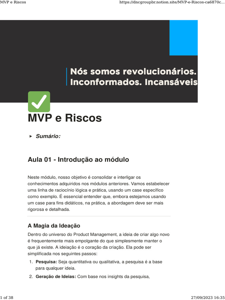 MVP e Riscos | PDF