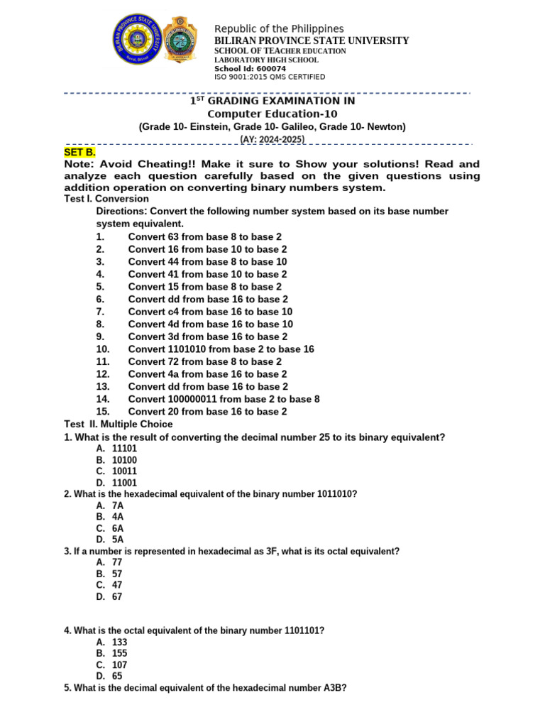 FINAL 1ST Grading Grade 10 Exam | PDF