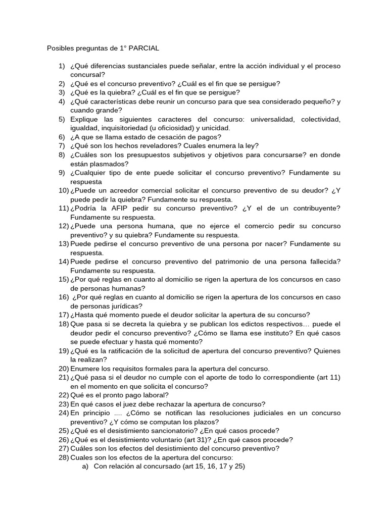 Posibles preguntas de 1° PARCIAL | PDF