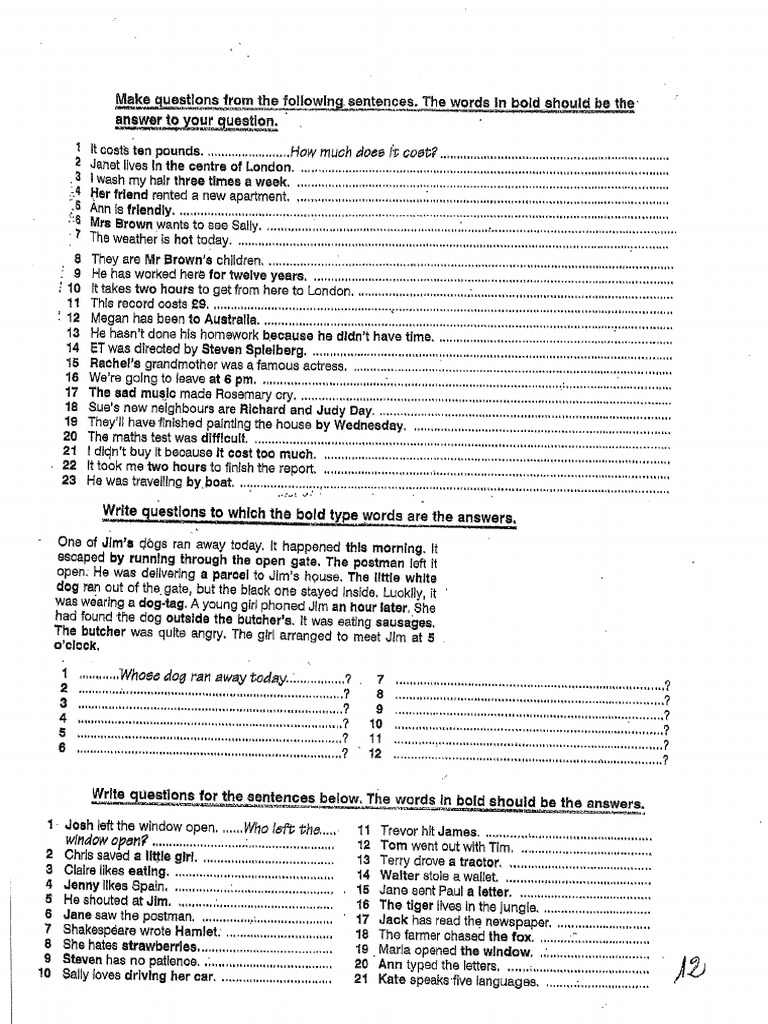 Verb Tenses and Questions 4 | PDF