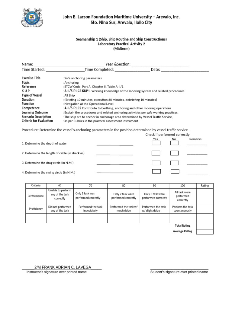 Sea 1 Midterm Laboratory Activity 2 | PDF | Navigation | Water Transport
