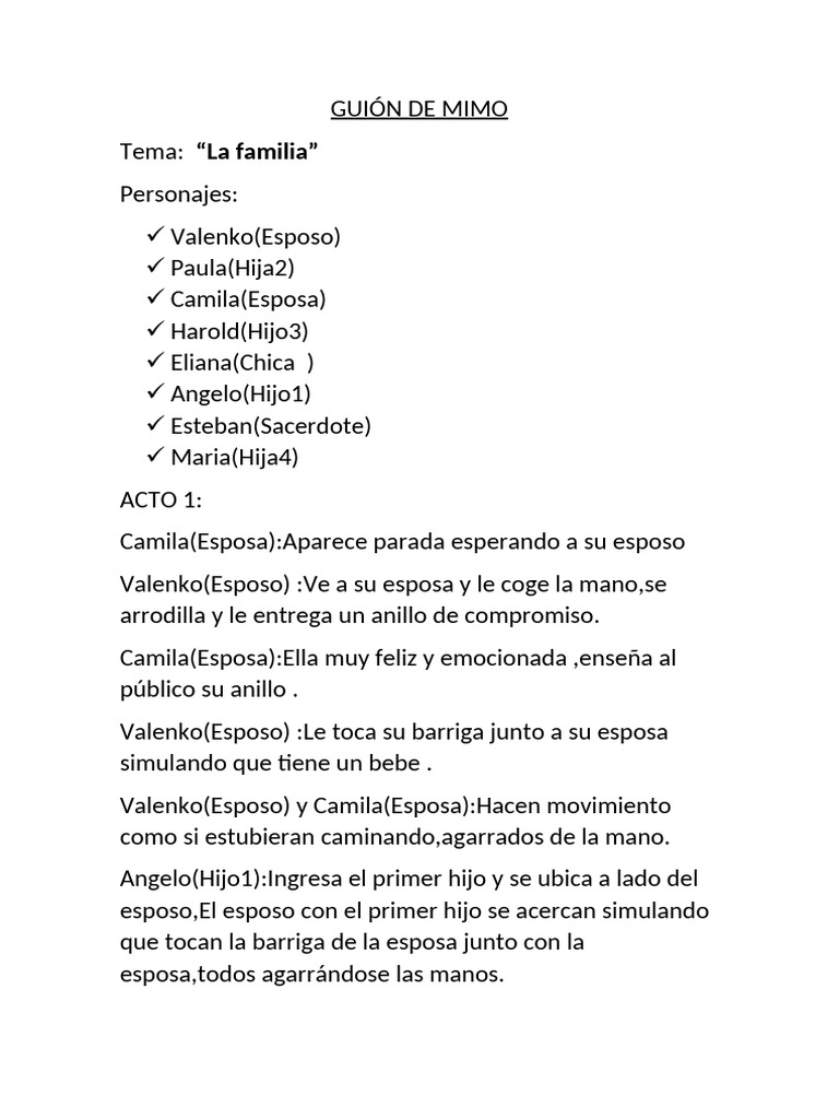 Guión de Mimo | PDF