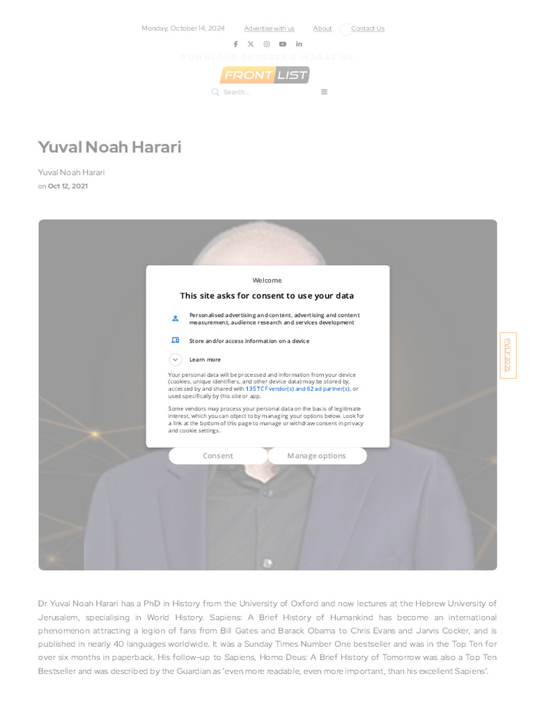 Yuval Noah Harari Biography and Famous Books - FrontList | PDF