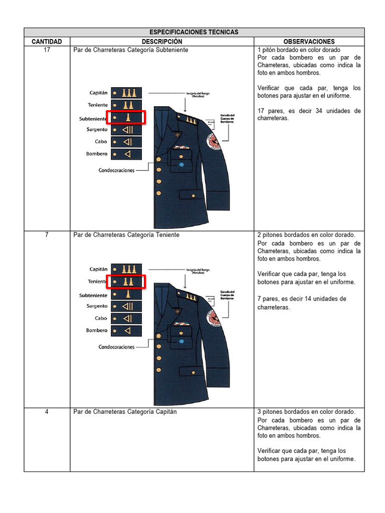 Requerimiento | PDF | Uniformes militares | Rango militar