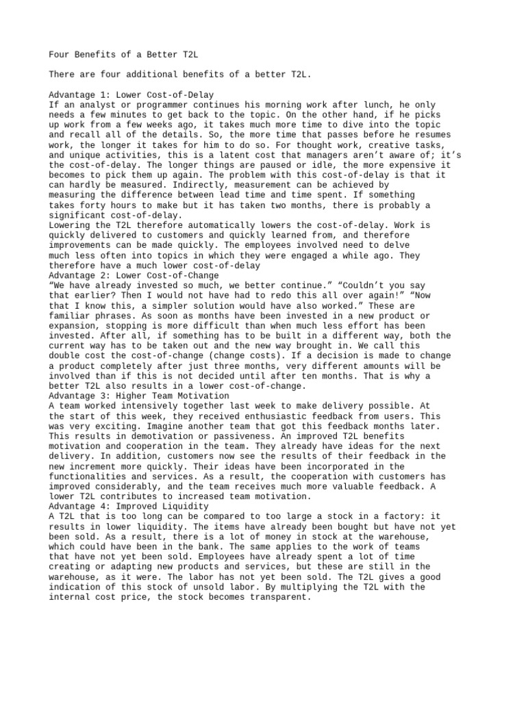 Four Benefits of A Better T2L | PDF