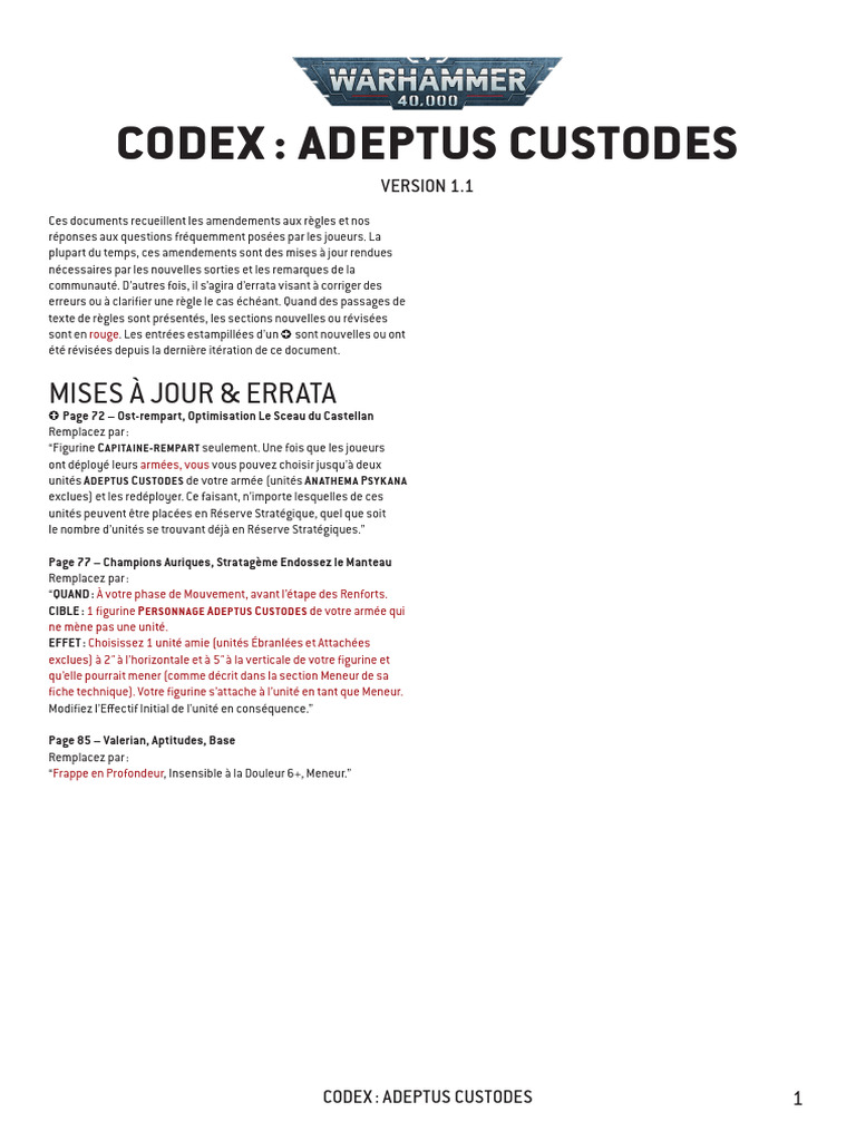 Faq Adeptus Custodes | PDF