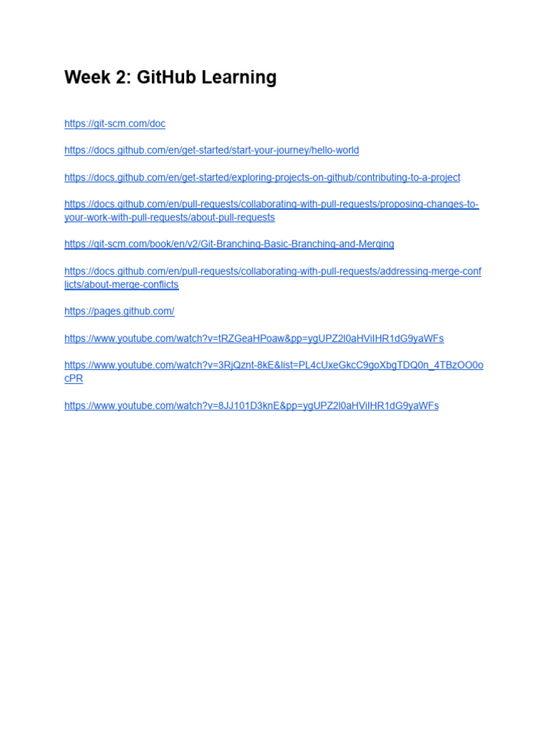 Week 2- GitHub Learning | PDF
