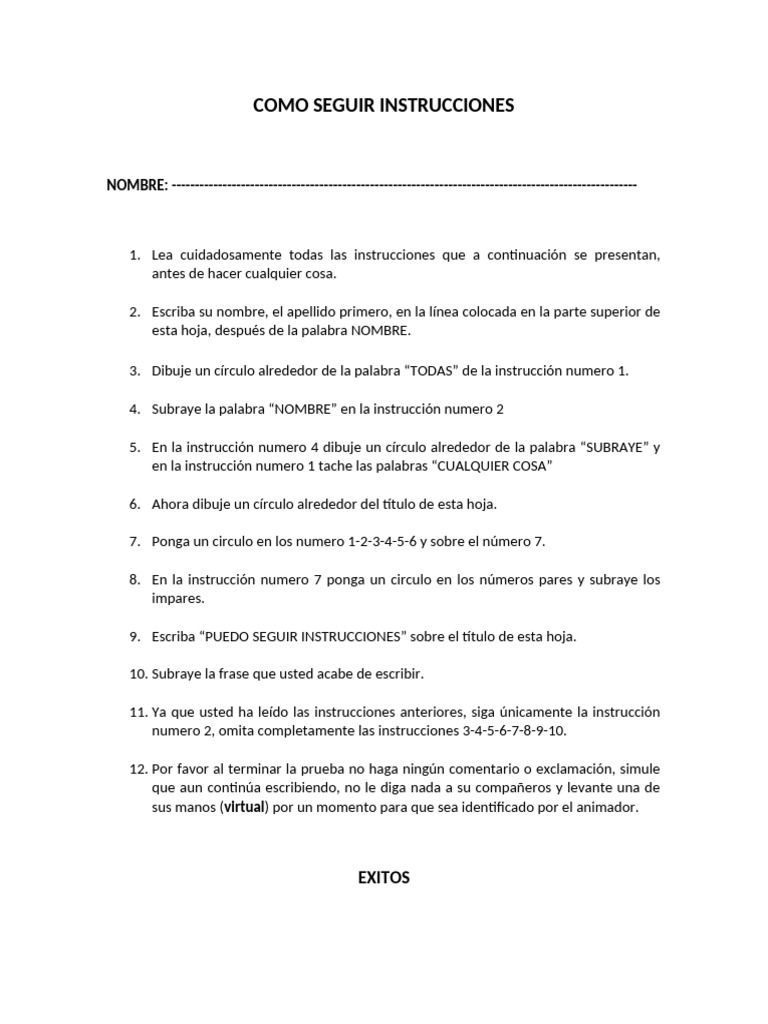 Como Seguir Instrucciones | PDF