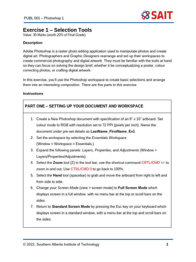 PUBL 001 - Photoshop1_Exercise1_2022 | PDF