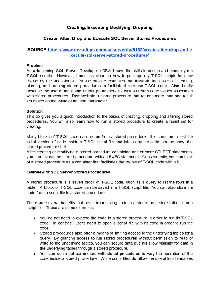 Creating Executing Modifying Dropping | PDF Creating Executing Modifying Dropping | PDF