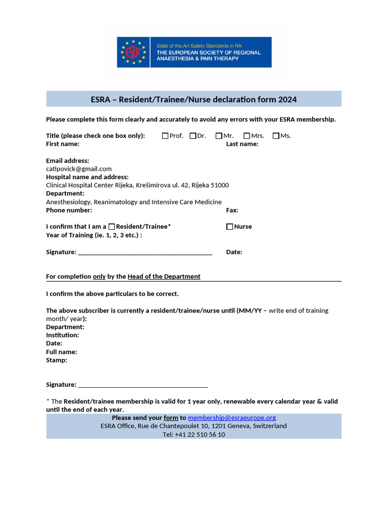 Esra Trainee Declaration Form | PDF