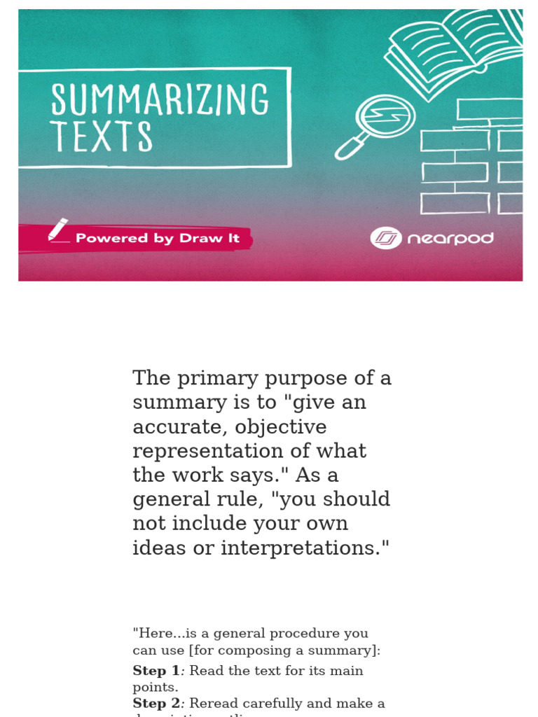 Presentation of Summary Writing | PDF