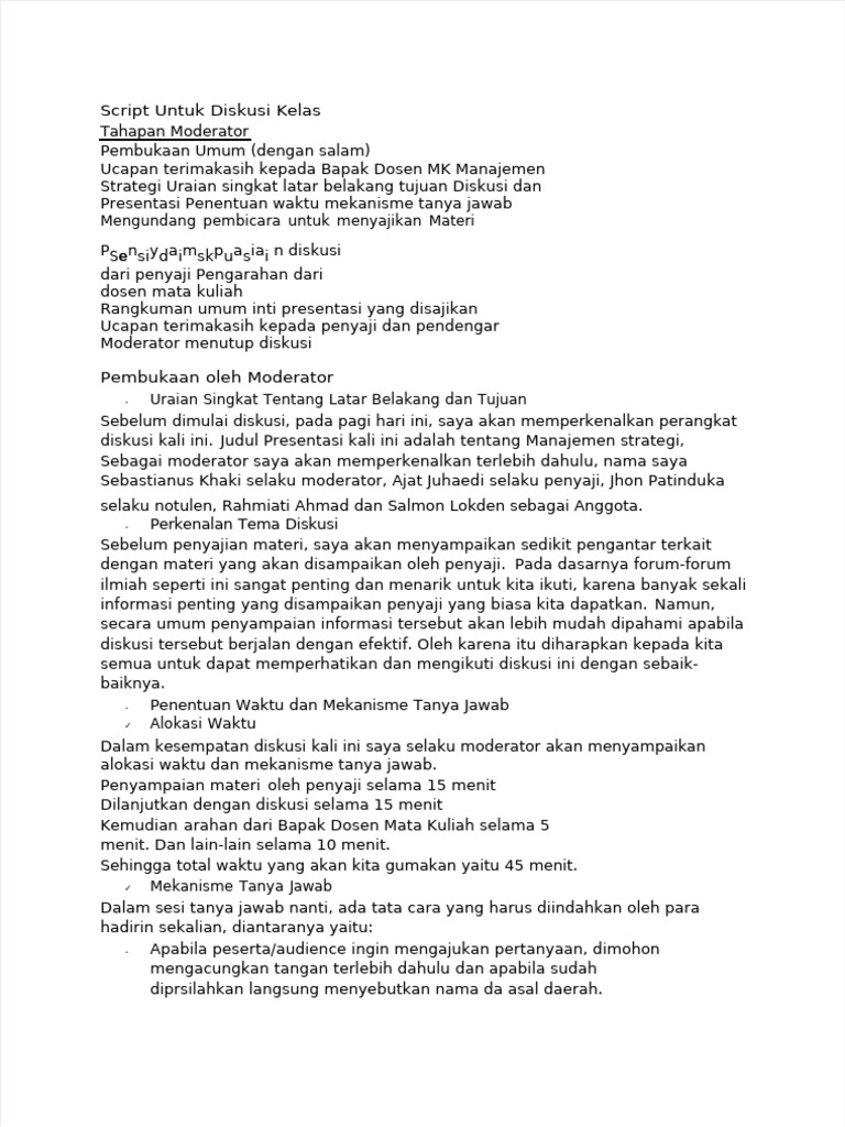 PDF Script Untuk Diskusi Kelas | PDF
