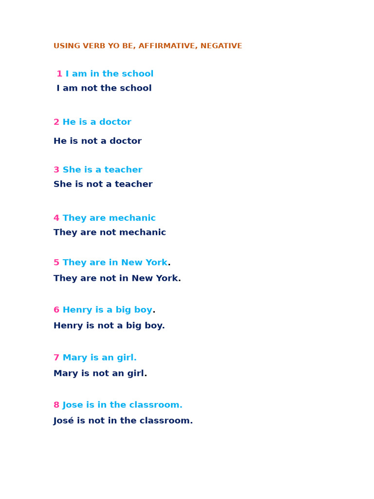 Using Verb To Be | PDF