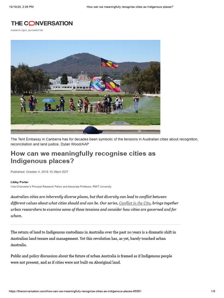 How Can We Meaningfully Recognise Cities As Indigenous Places | PDF
