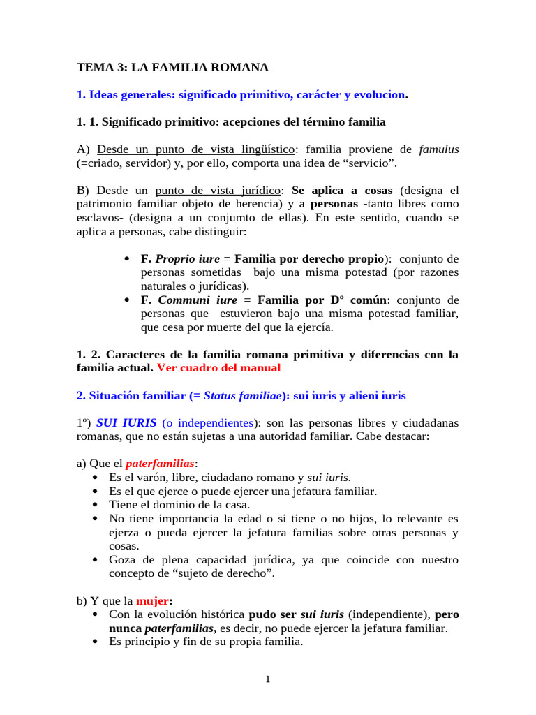 Esquema T. 3. Familia romana-3 | PDF