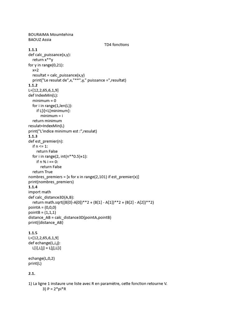 TD4 Fonctions | PDF