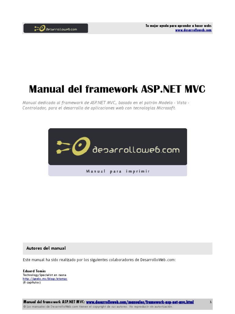 Manual Framework ASP Net | PDF | Modelo – Vista – Controlador | Localizador Uniforme de Recursos