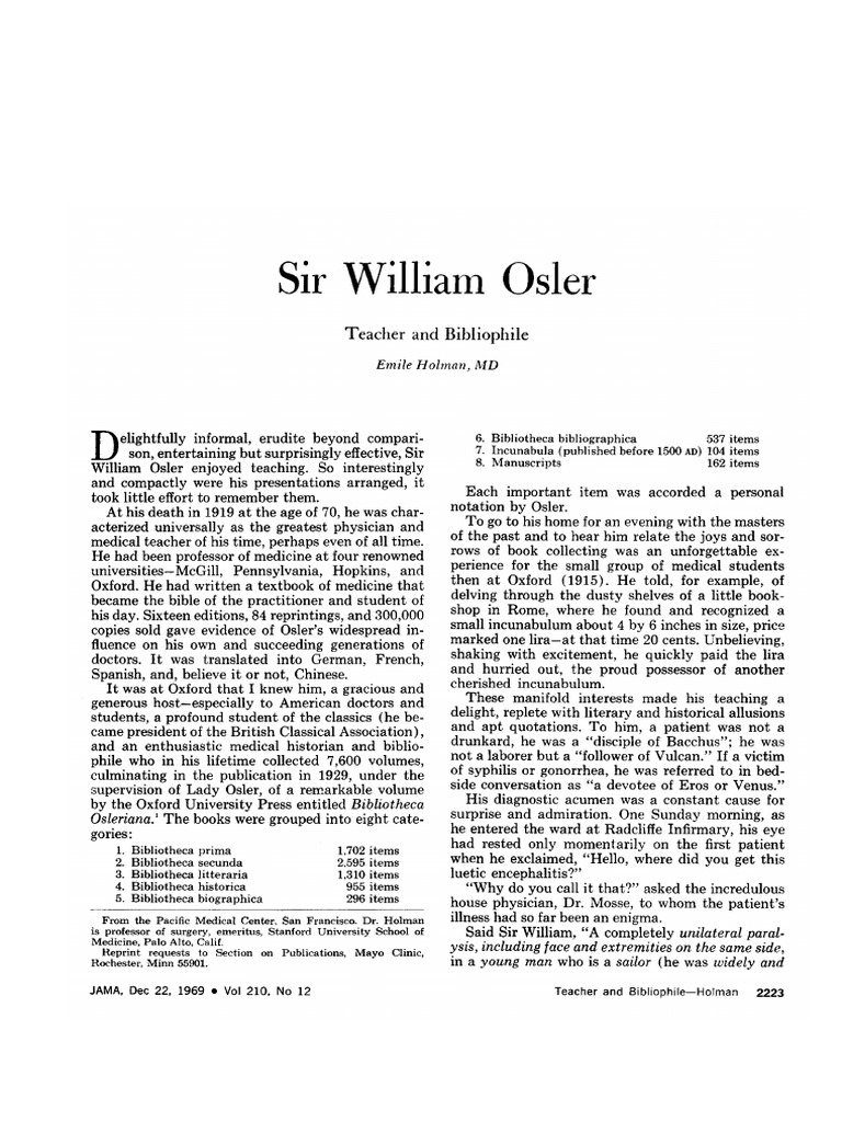 Sir William Osler | PDF