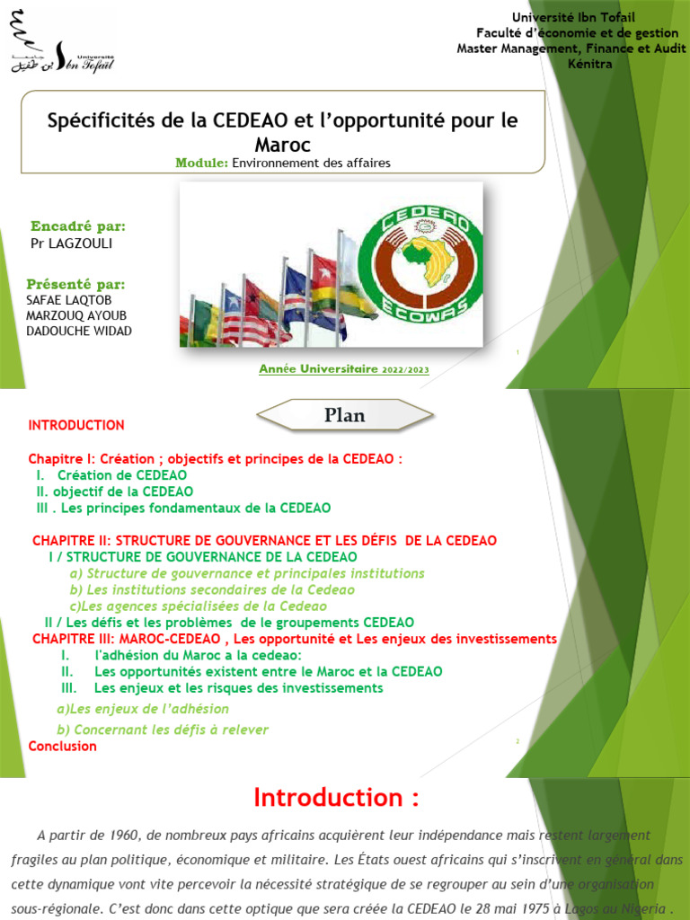 Opportunités du Maroc avec la CEDEAO | PDF