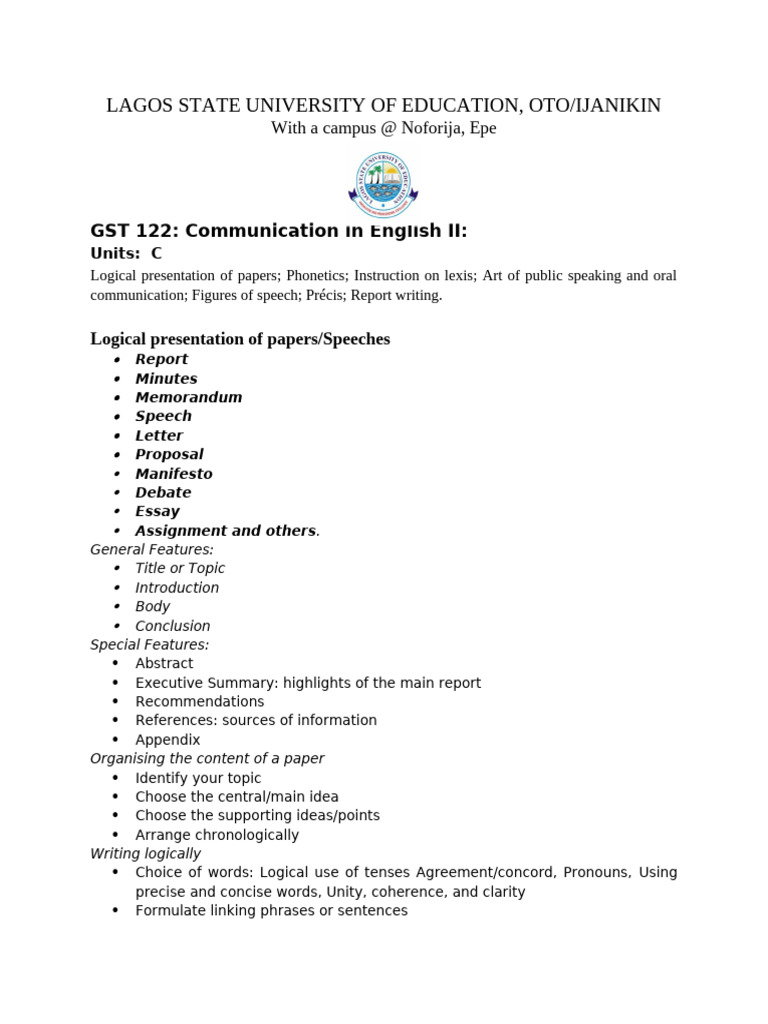 GST 122 Outline Revised | PDF