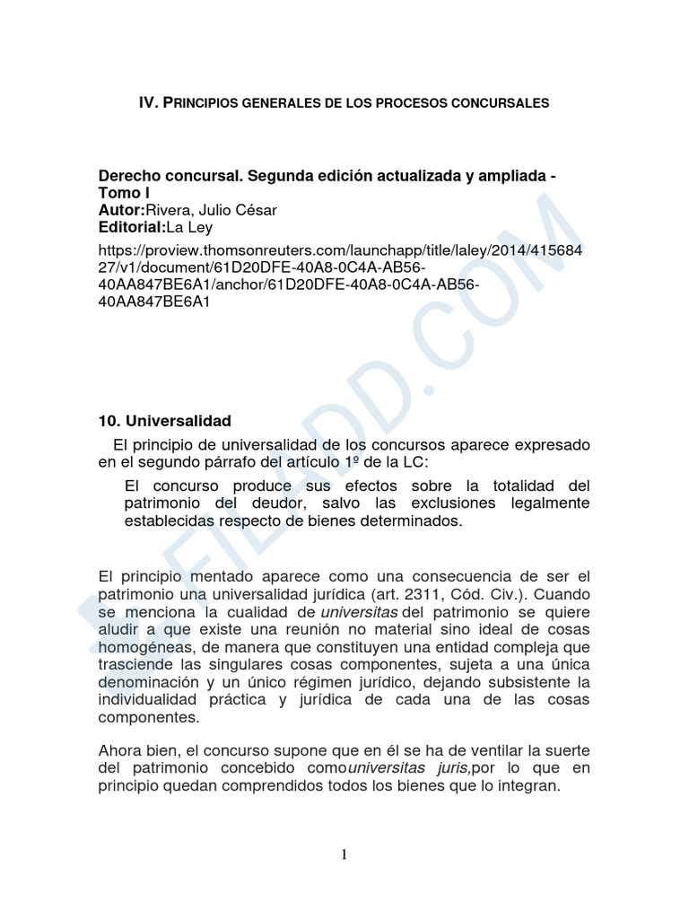 Principios Generales de Los Procesos Concursales | PDF