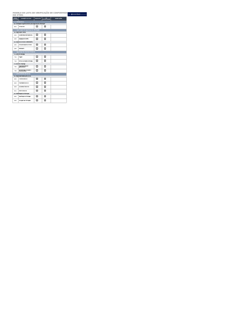 IC ISO 27001 Compliance Checklist 10838 - PT | PDF