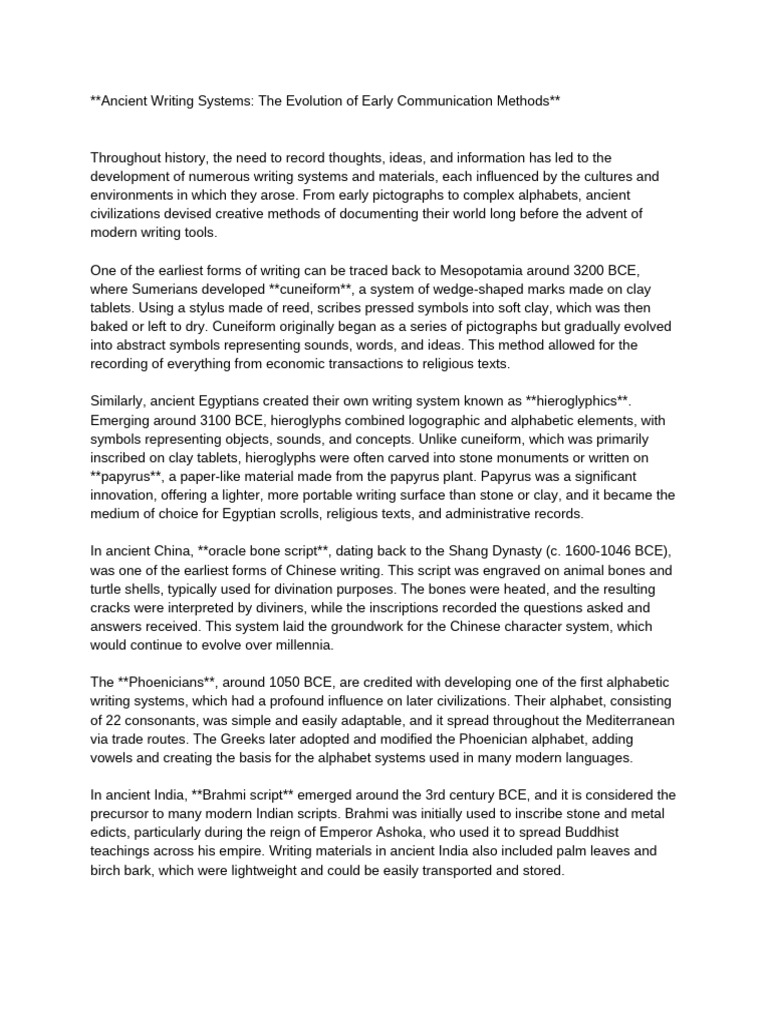 Ancient Writing Systems - The Evolution of Early Communication Methods ...