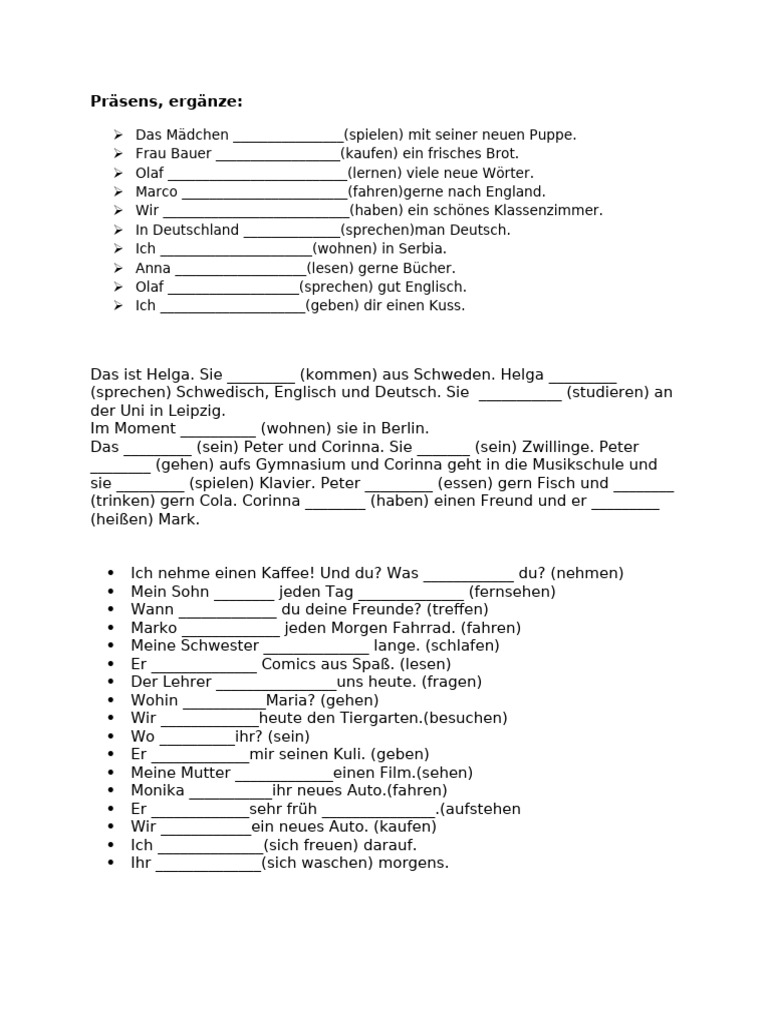 Präsens - Docx Za Pismeni | PDF