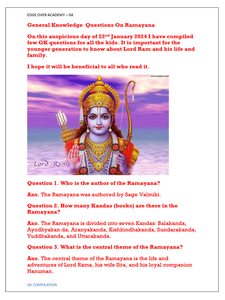 Lord Rama GK | PDF