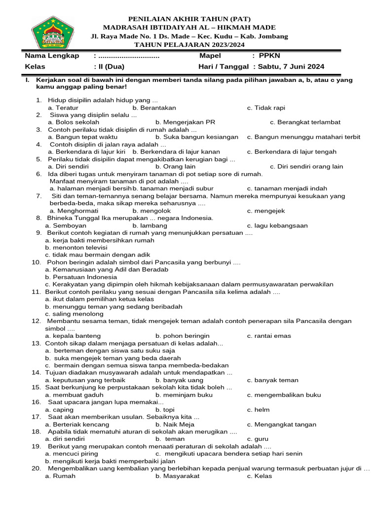 PAT 2024, Sabtu | PDF
