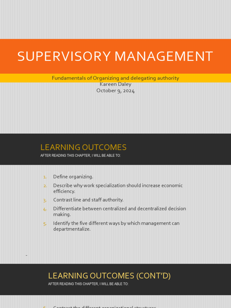 Supervisory Management Oct 9 | PDF | Organizational Structure | Goal ...