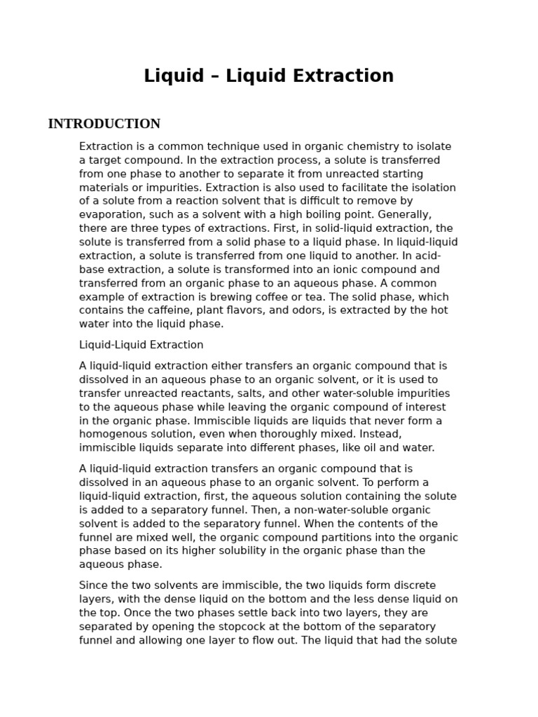 Liquid - Liquid Extraction | PDF