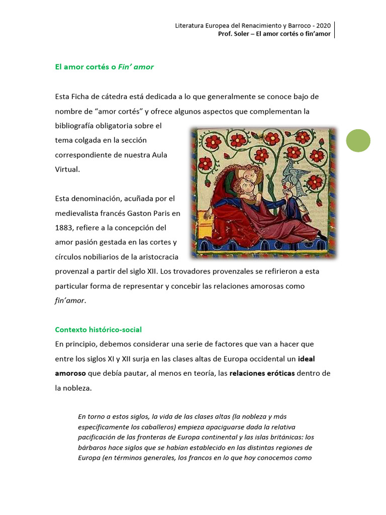 Amor cortés o Fin amor - VERSIÓN | PDF