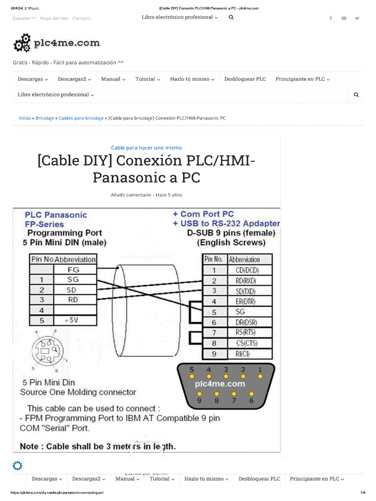 (Cable DIY) Conexión PLC - HMI-Panasonic A PC - Plc4me | PDF