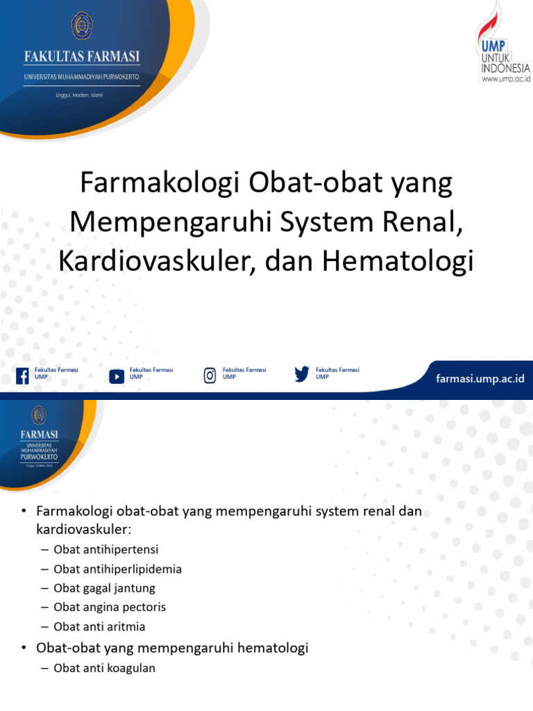 Farmakologi Obat-Obat Yang Mempengaruhi System Renal, Kardiovaskuler, Dan Hematologi | PDF